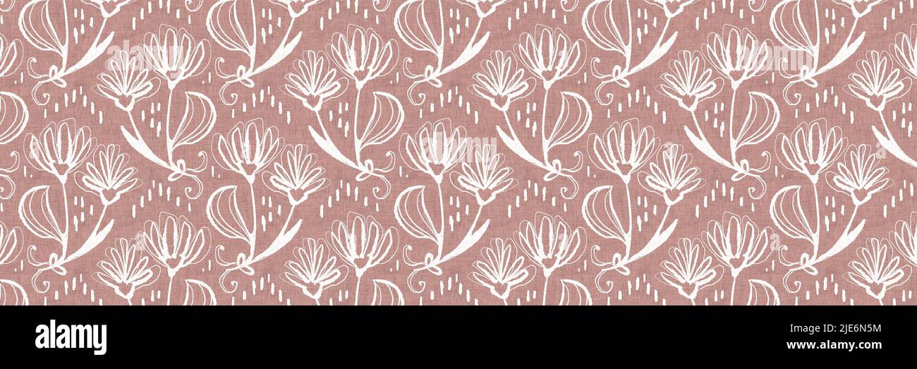 Gender neutral floral flower seamless raster border. Simple whimsical 2 ...