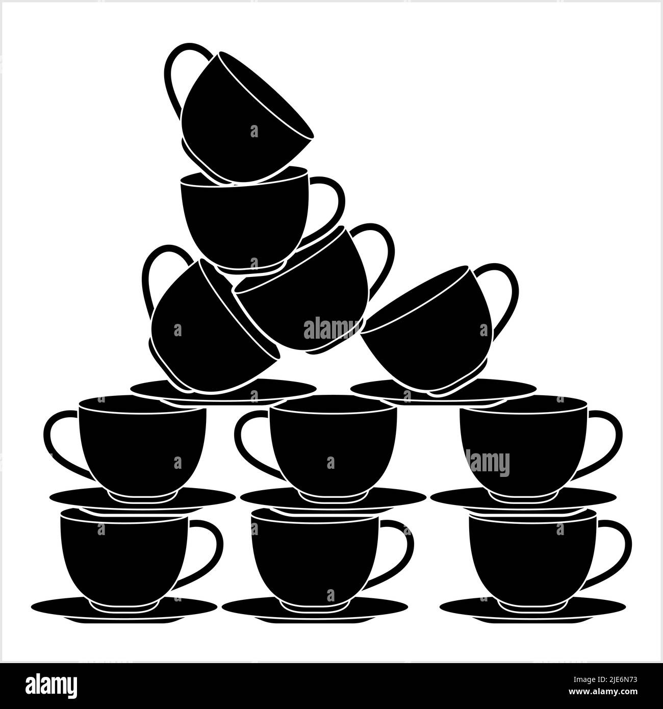 Stack Tea Coffee Cups Icon, Cup Stacking Vector Art Illustration Stock ...