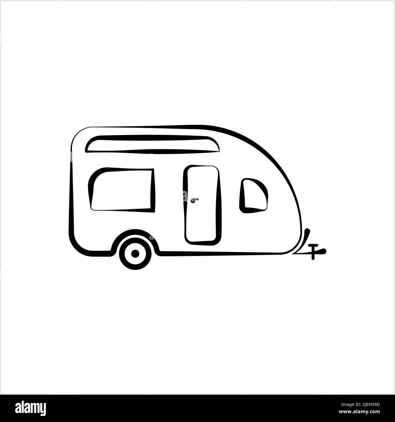 Trailer Caravan Icon, Camper Trailer, Camper Van, Vector Art ...