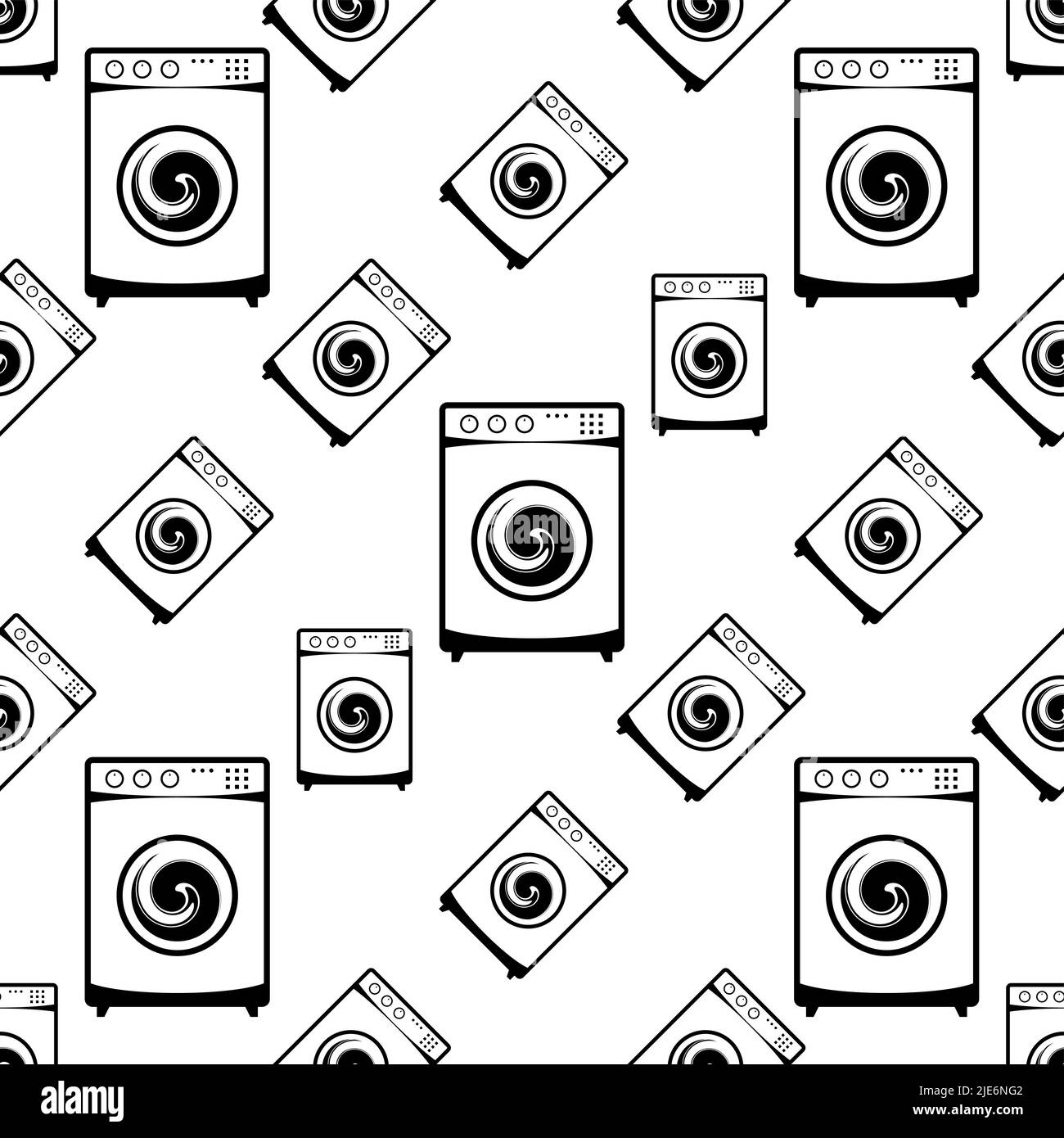 Washing Machine Icon Seamless Pattern, Cloth Washing Machine Icon ...