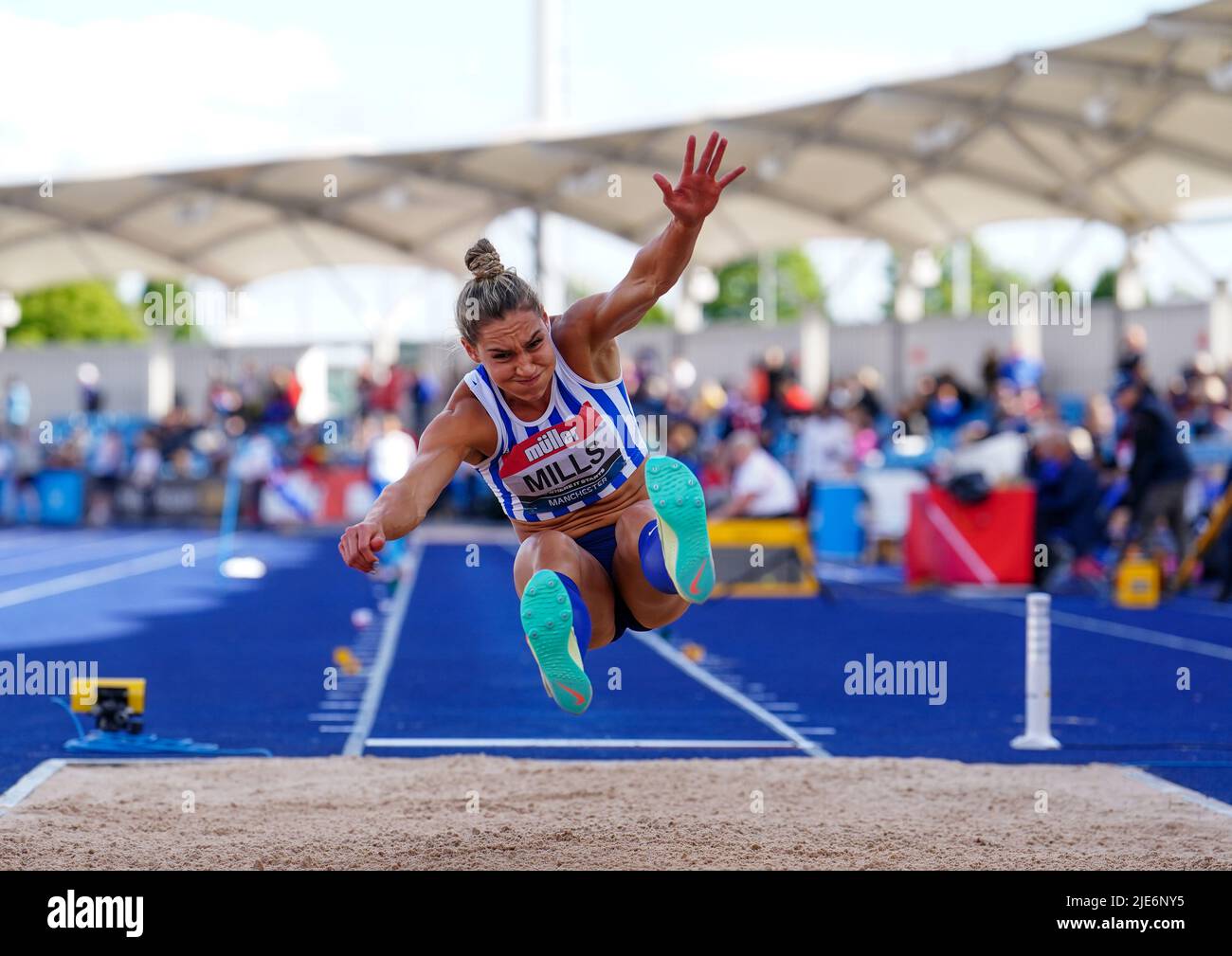 Holly Mills in the Women’s Long Jump Final during day two of the Muller ...