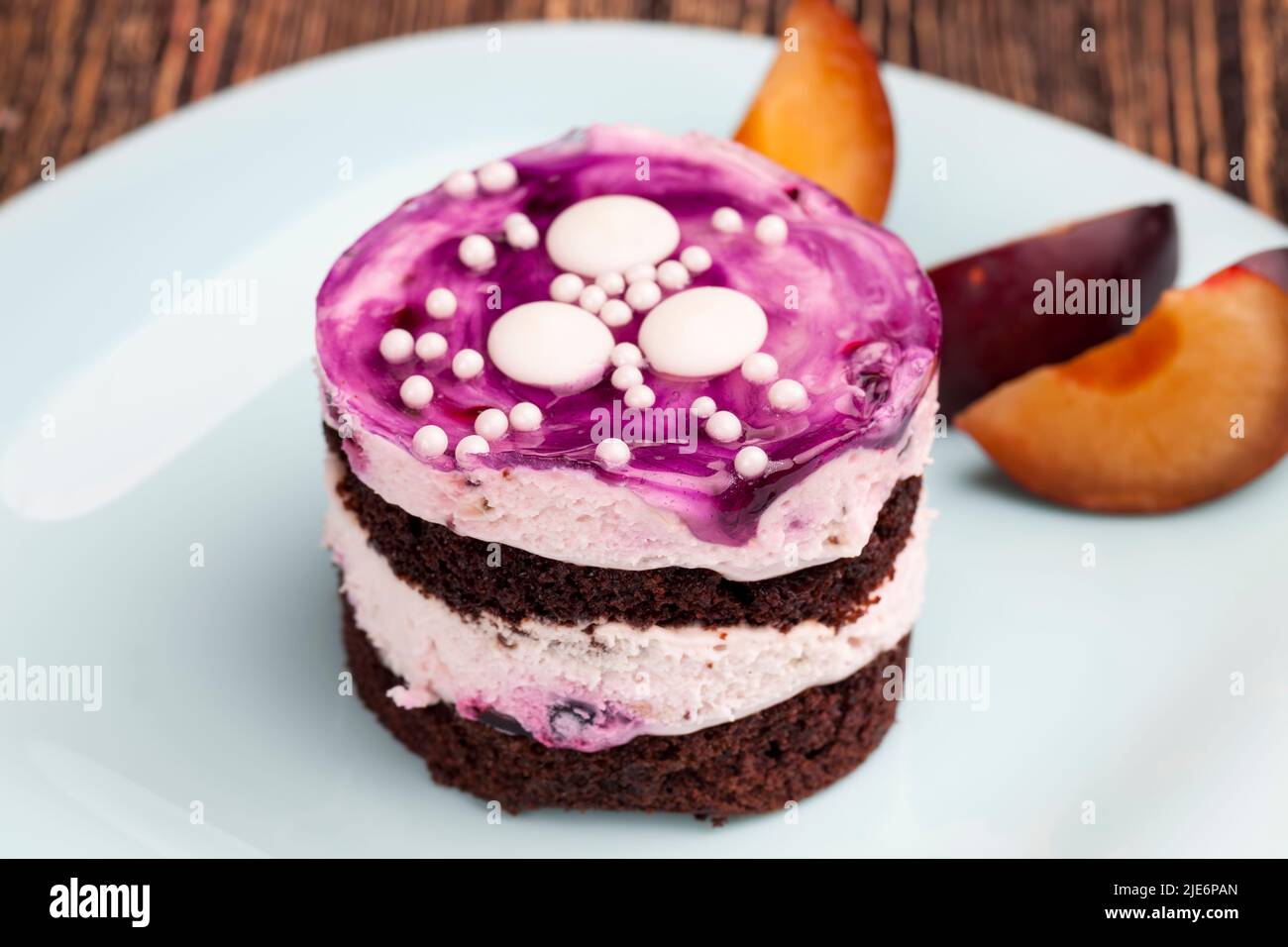 delicious chocolate milk cake made of several sweet layers, sweet ...