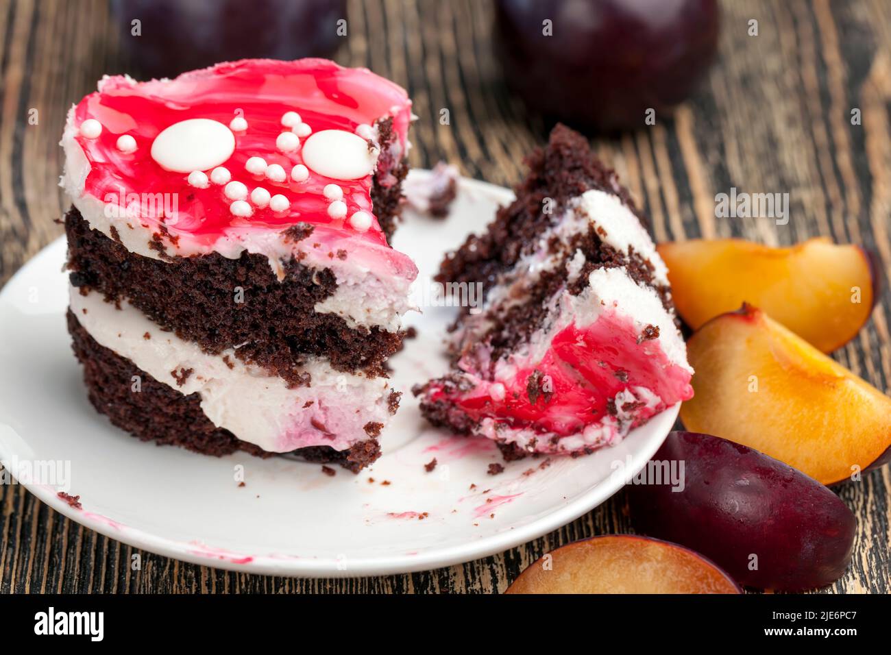 delicious chocolate milk cake made of several sweet layers, sweet ...