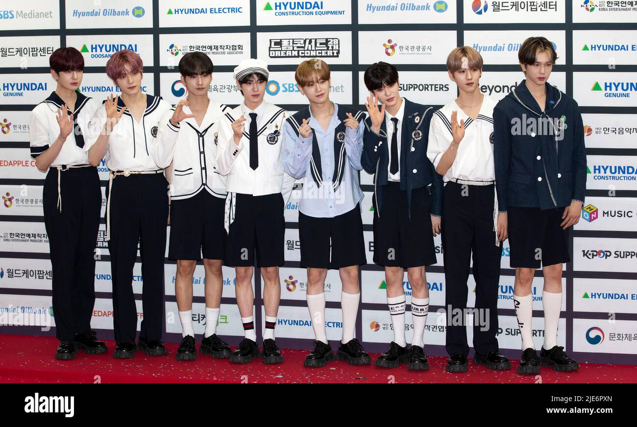 18 Jun 2022 - Seoul, South Korea : South Korean K-Pop boys band Epex, arrived photo call for the ...