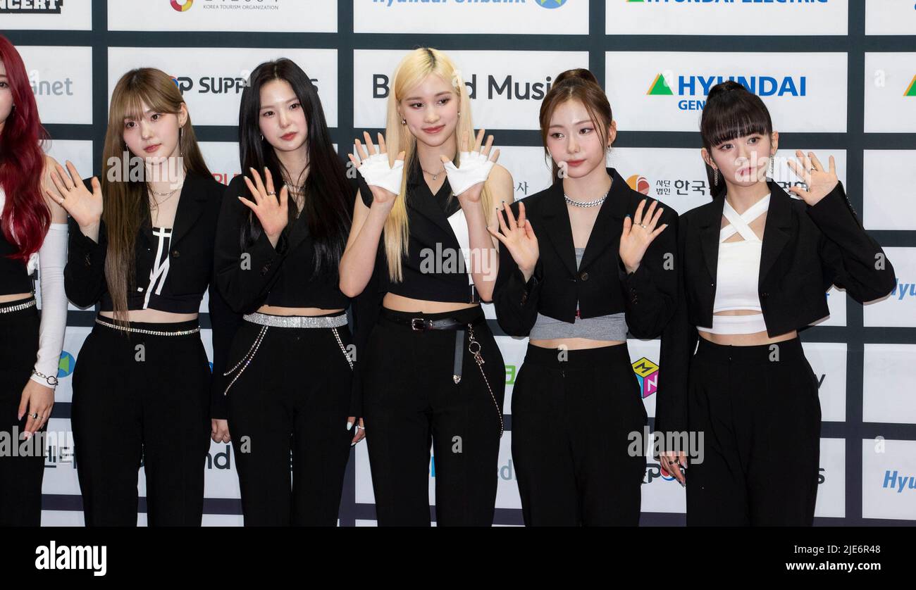 Seoul, South Korea. 18th June, 2022. K-Pop girl group Kepler, arrived ...