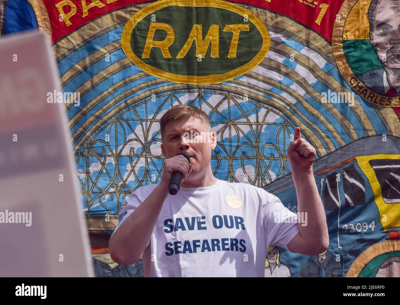 London, UK. 25th June 2022. RMT union Senior Assistant General ...