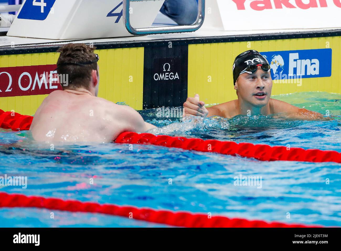 BUDAPEST, HUNGARY - JUNE 25: Hunter Armstrong of USA, Justin Ress of ...