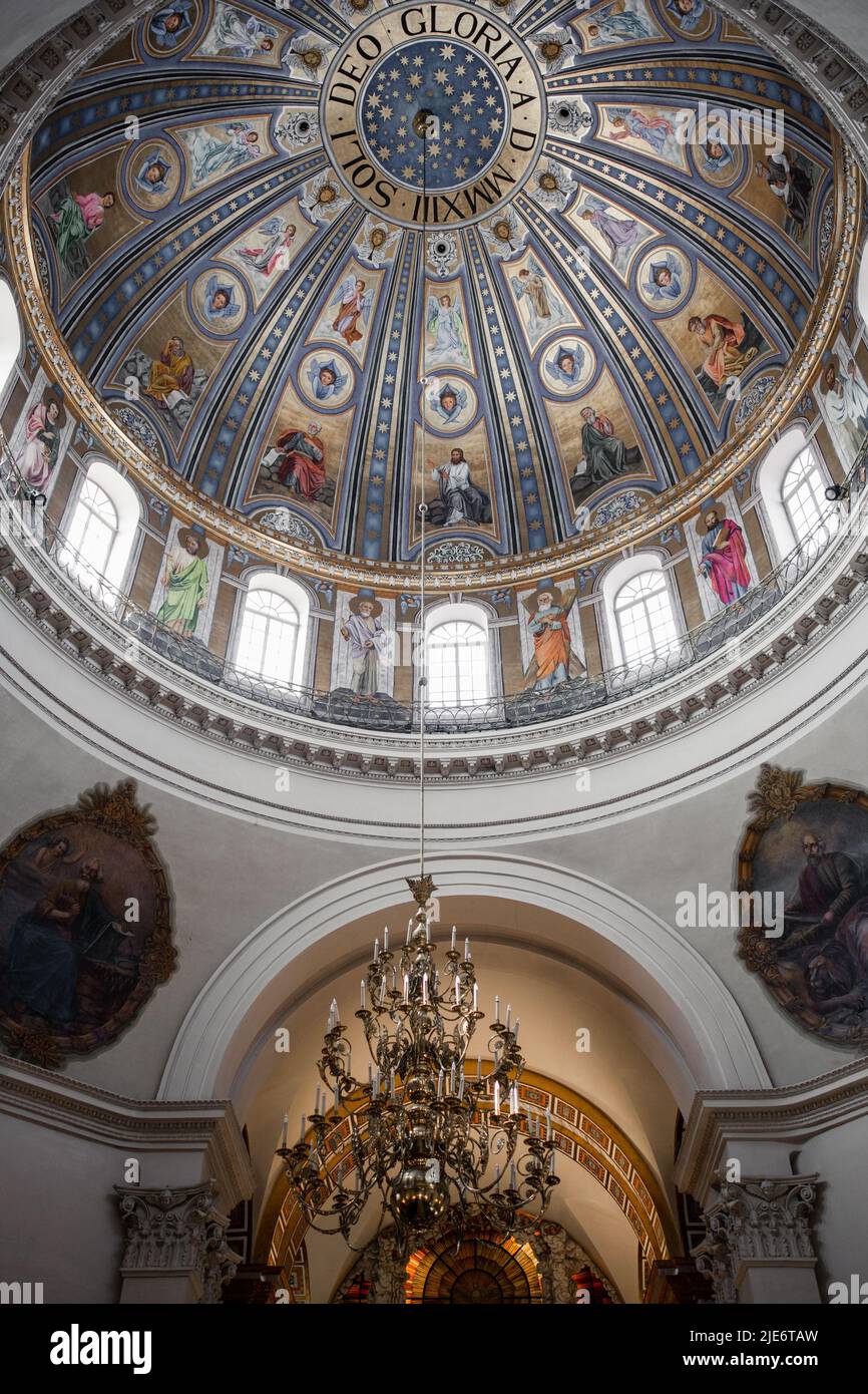 a round dome in a catholic church with painted interior Stock Photo - Alamy