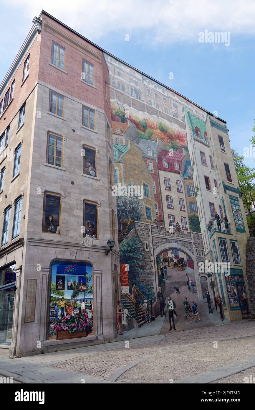 city mural, Lower Town, Quebec City, Ville de Québec, Quebec province ...