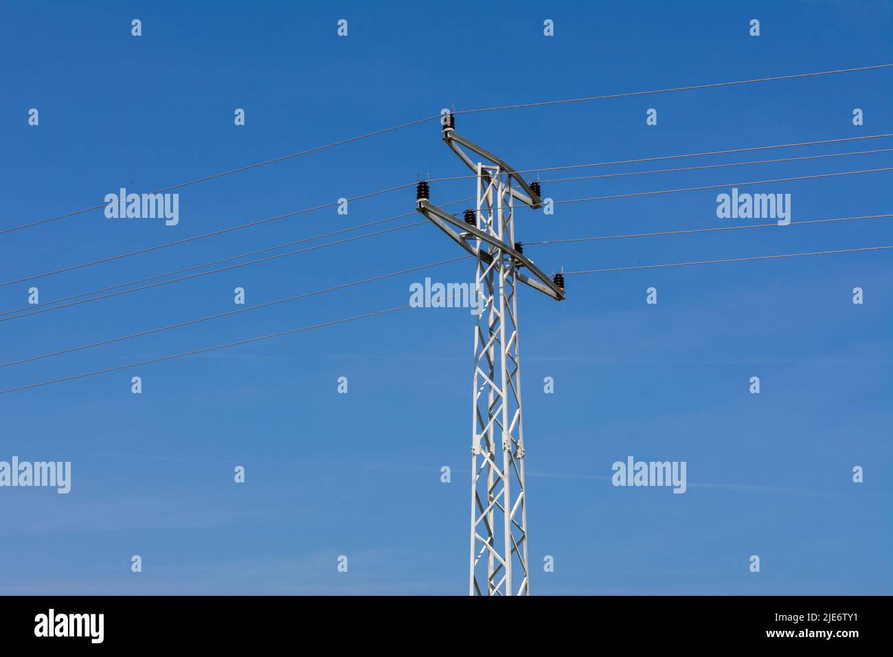 Electric support of high voltage power cables. Metal pole with high ...