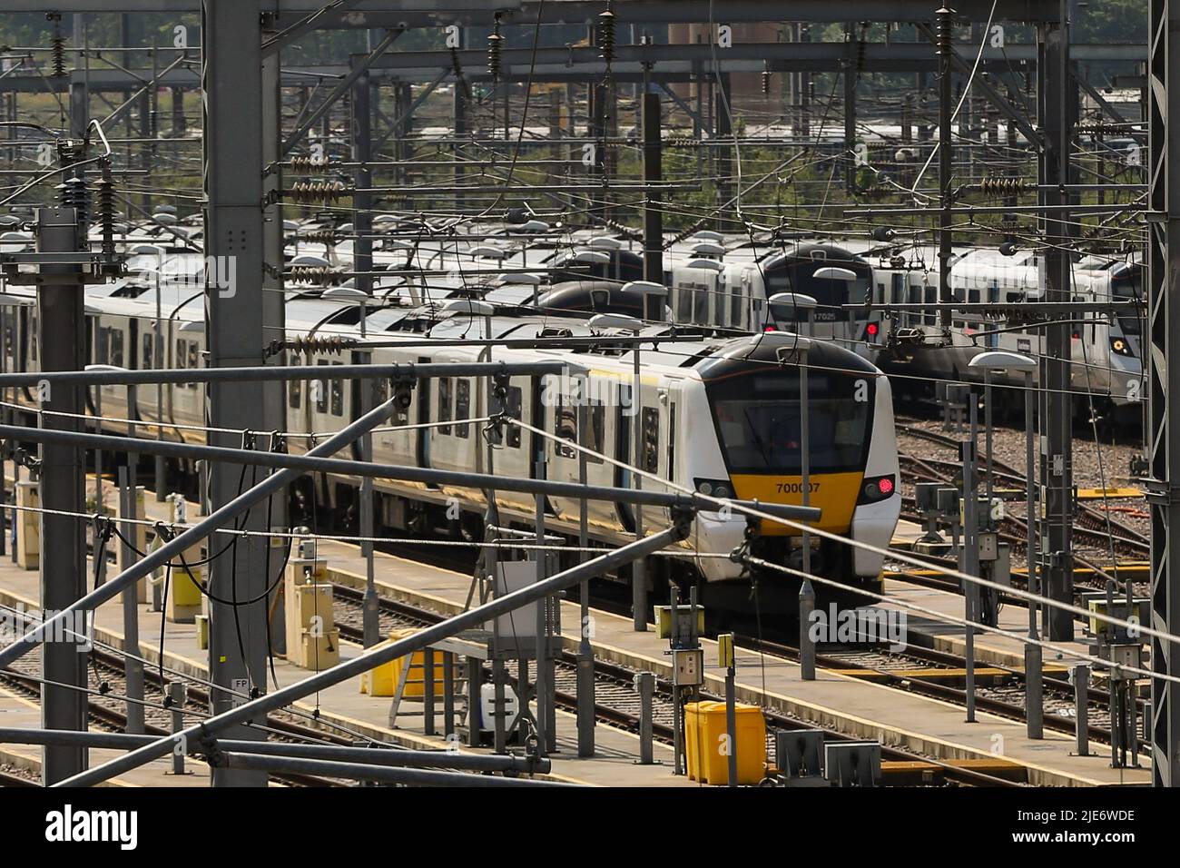 Trains parked at a deport in London on day three of the Network rail ...