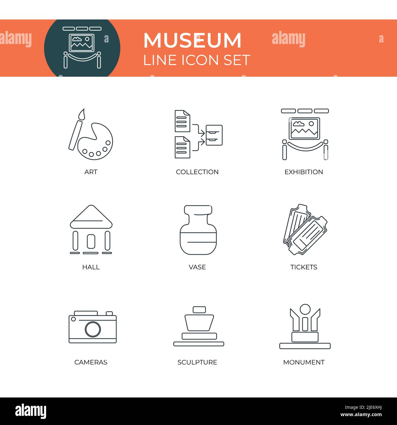Museum Line Icon Set Customized Stroke Style Stock Vector Image & Art ...