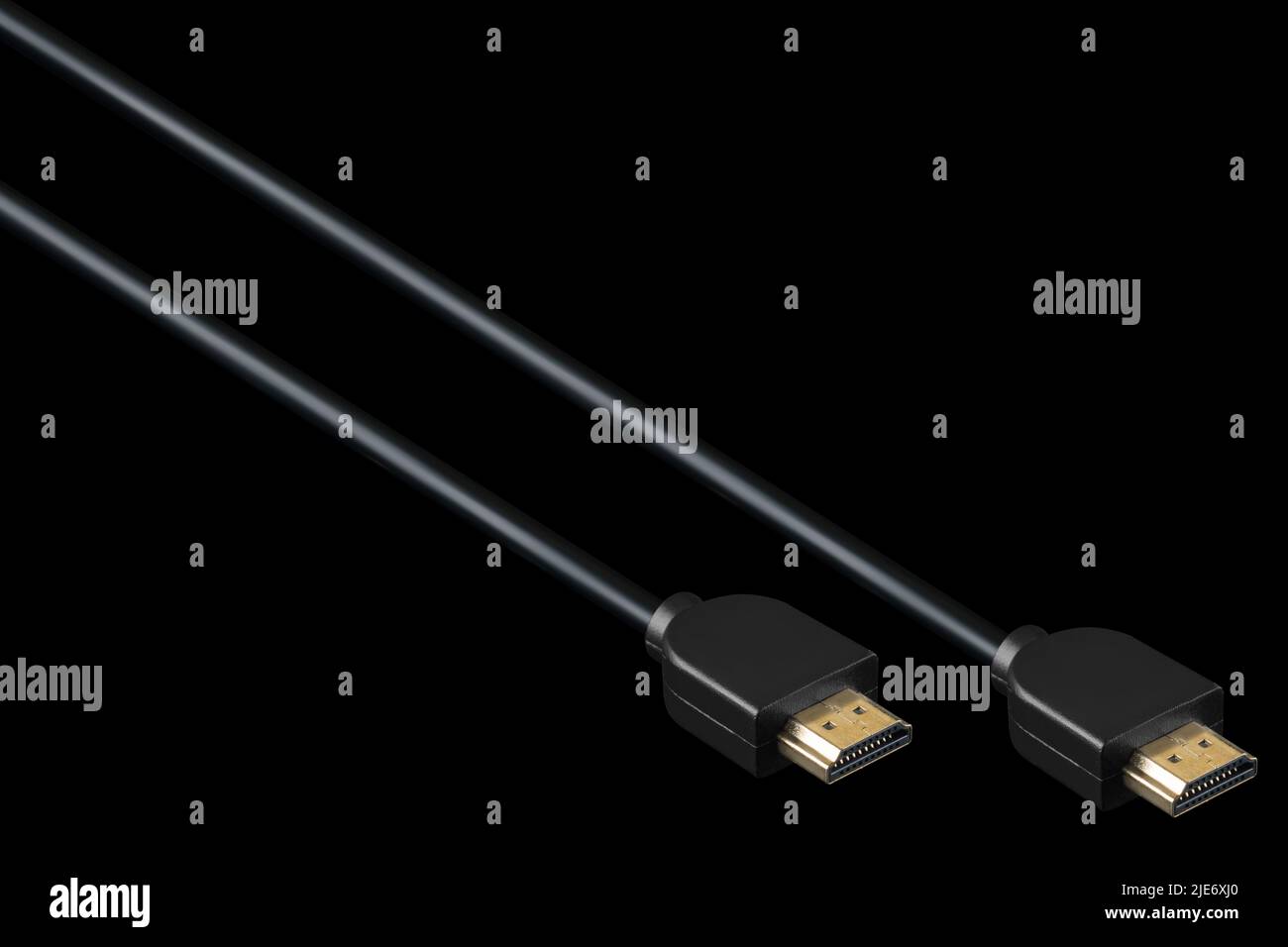 two HDMI connectors with cable, on a black background Stock Photo - Alamy