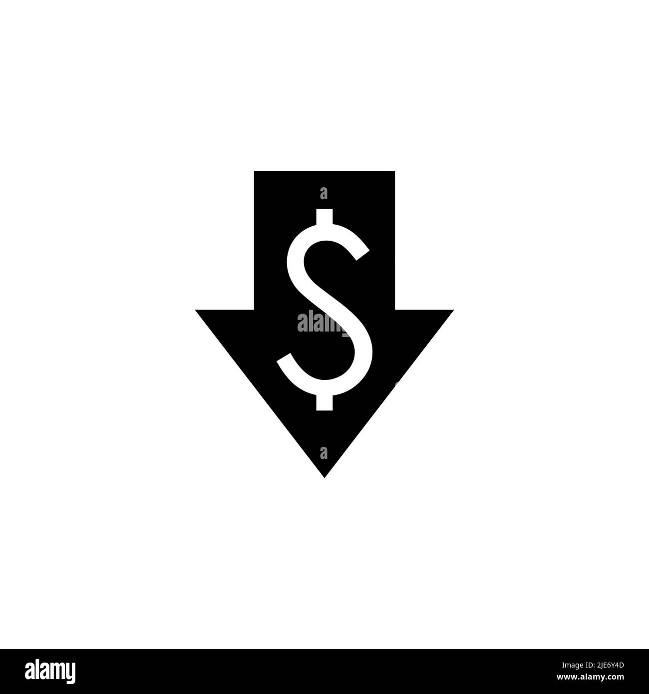 down arrow with dollar symbol icon design vector illustration Stock ...