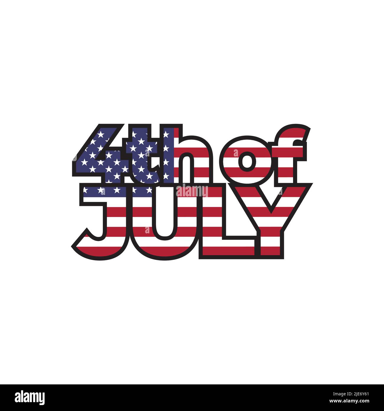 text 4th of july design vector isolated on white background Stock ...