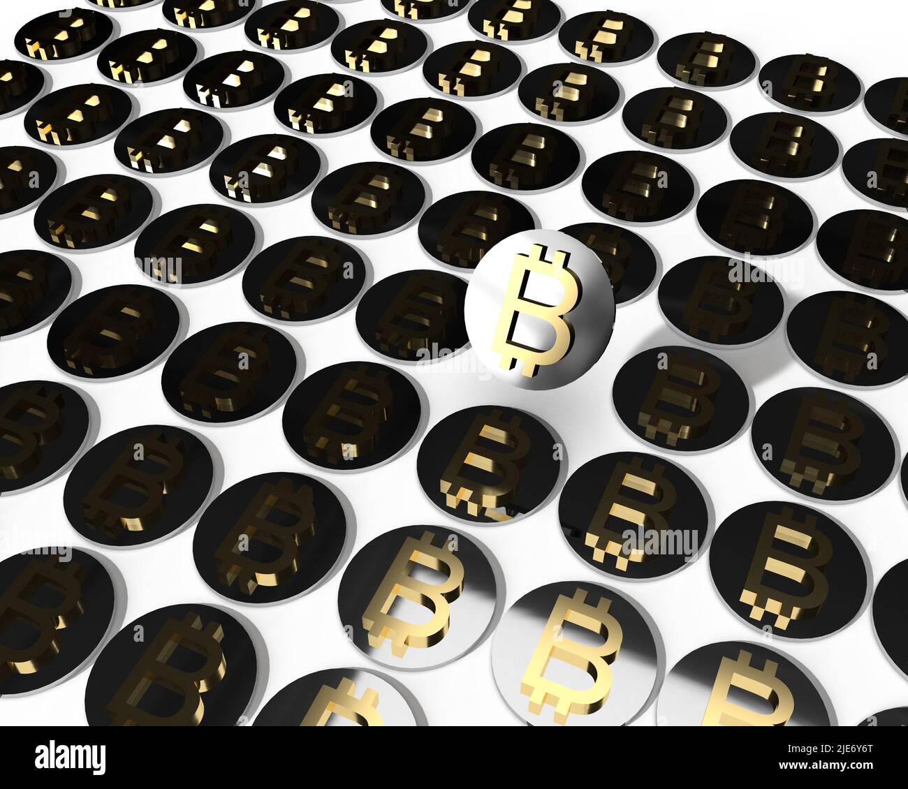 3d render. A lot of bitcoin coins on a white background Stock Photo - Alamy