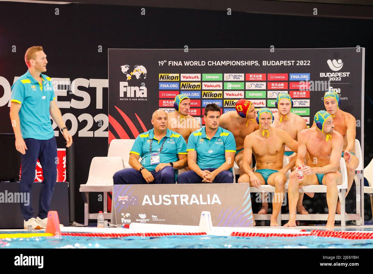 SZEGED, HUNGARY - JUNE 25: Rhys Holden of Australia, Head coach Tim ...