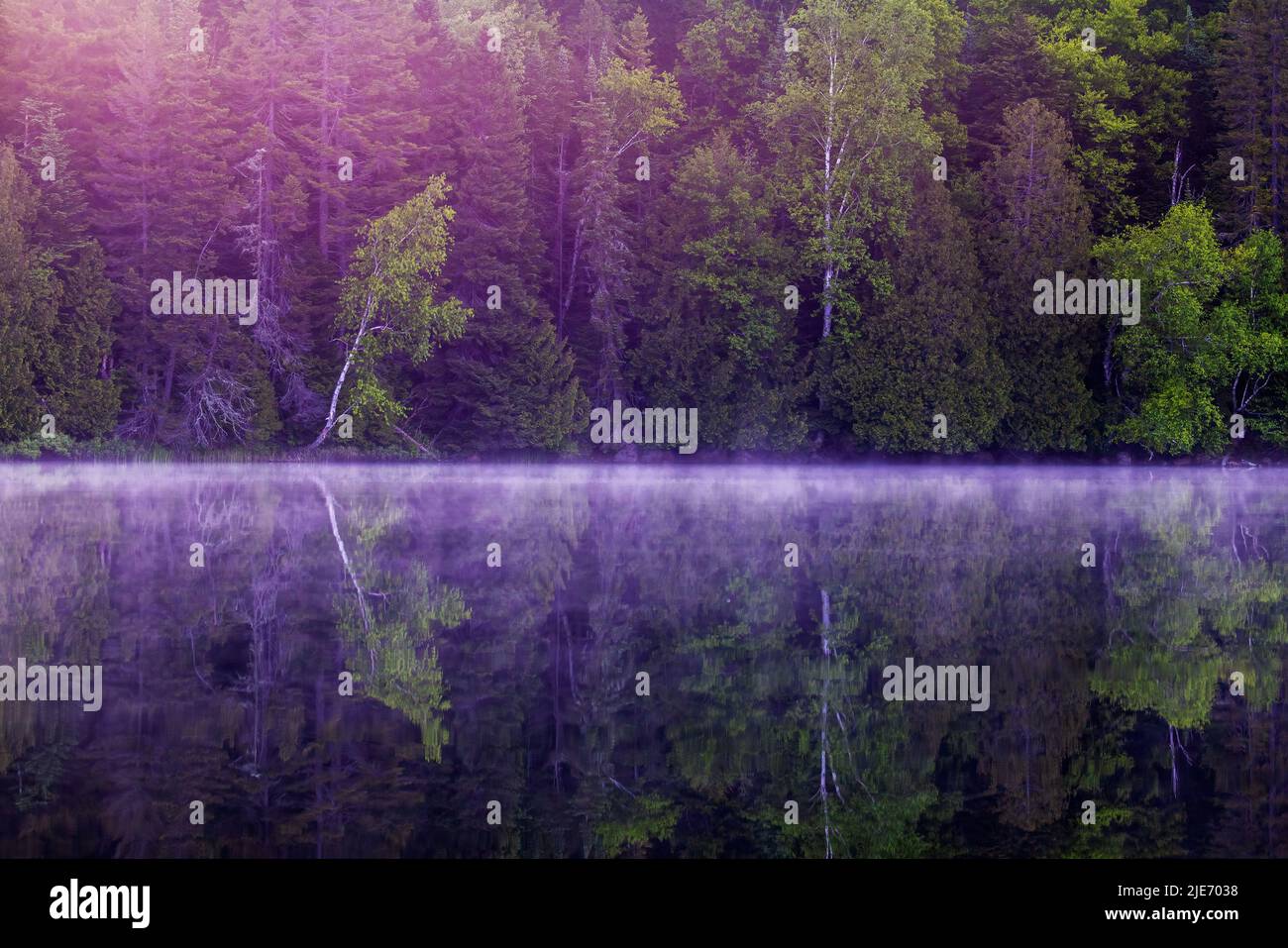 Canadian summer landscape in Laurentian mountains, Quebec Stock Photo ...