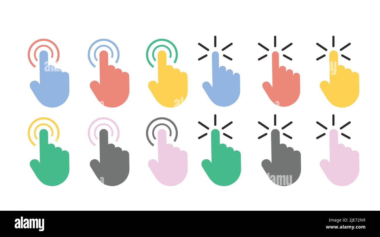 Click Icon Set. Vector set of different color vector editable ...