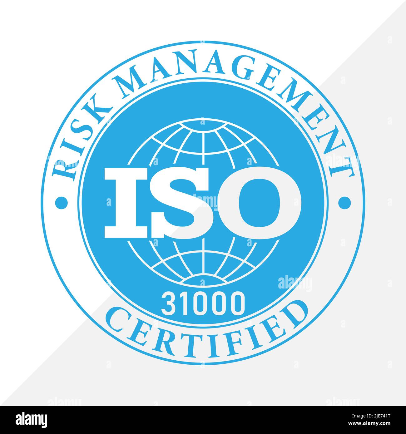 ISO 31000 - Risk Management, certification stamp. Flat style, simple ...