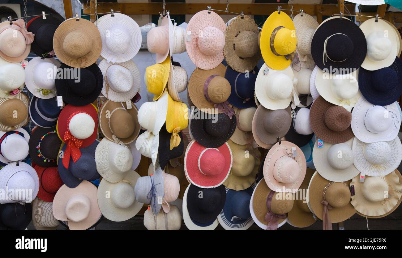 Slovenia, Ljubljana, market, hats Stock Photo - Alamy