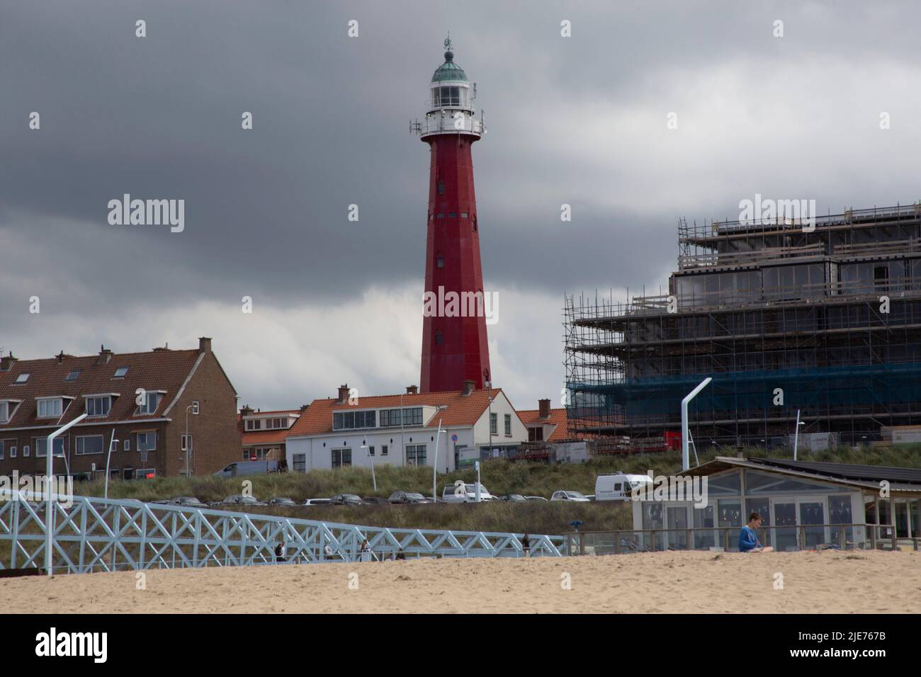 Scheveningen lighthouse overlooking the Hague Beach - Scheveningen ...