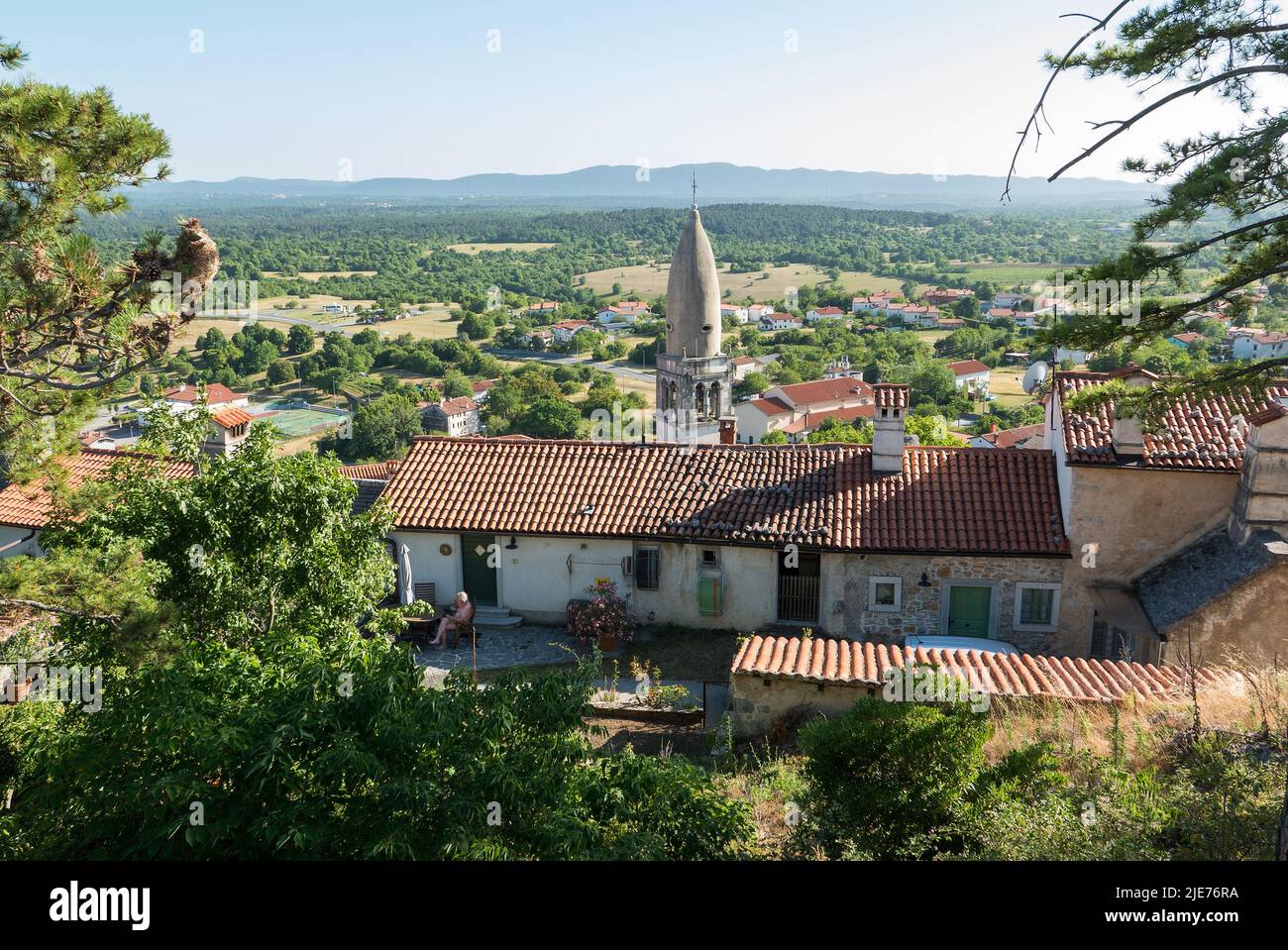 Štanjel, Slovenia (24th June 2022) - Upper view of the antique town of ...