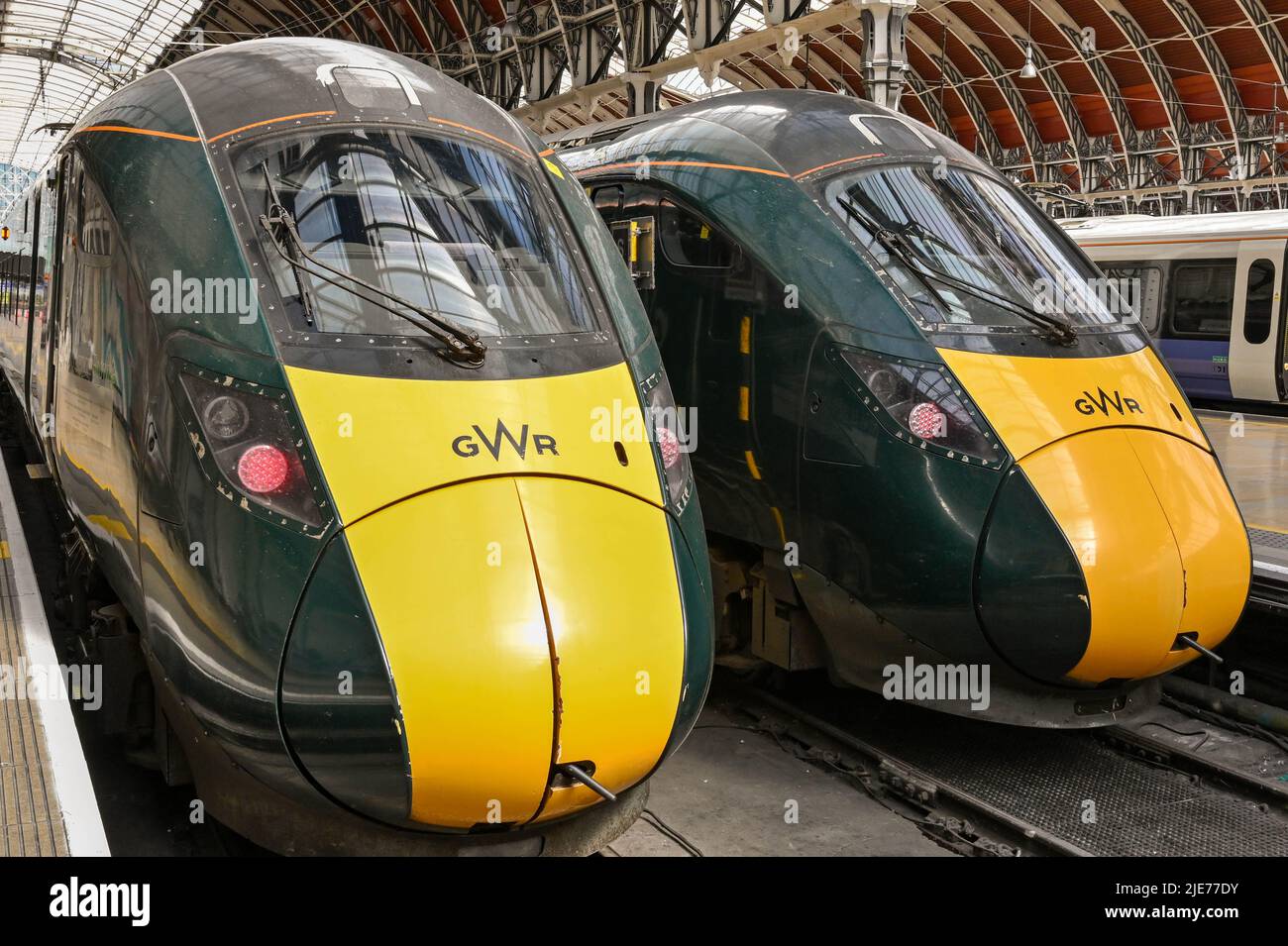 London, England - June 2022: Close up view of the front of two Class ...