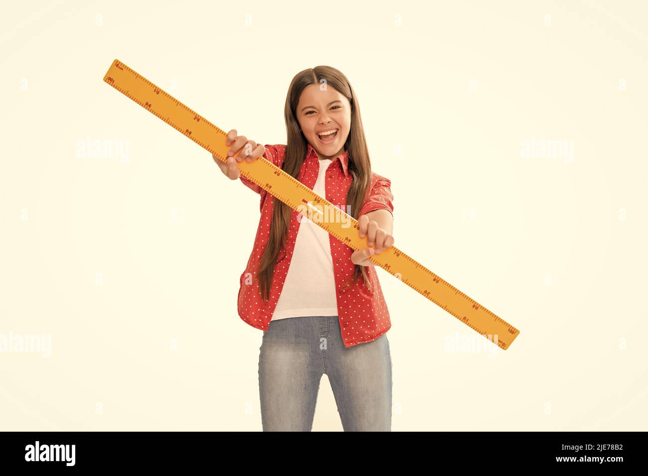 measuring and sizing. education for child. mathematics. cheerful teen ...