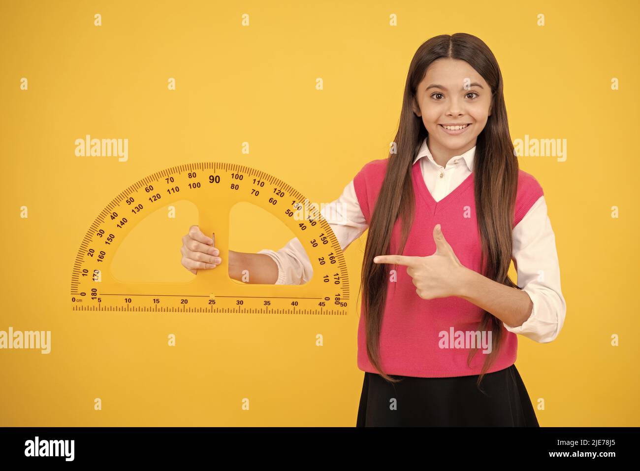 you need this. measuring angle degree. measurement. happy teenage girl ...