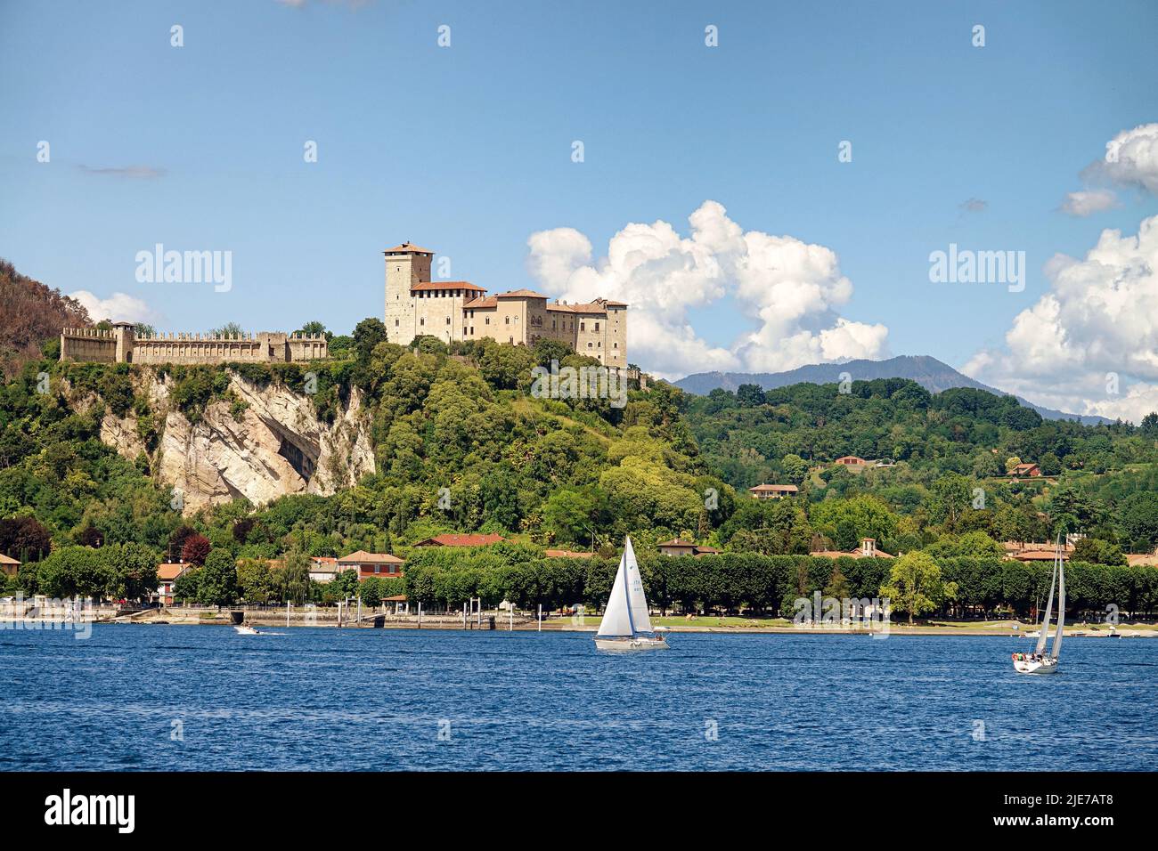 Rocca Angera, lakeside hilltop Borromeo Castle, on the Southern shore ...