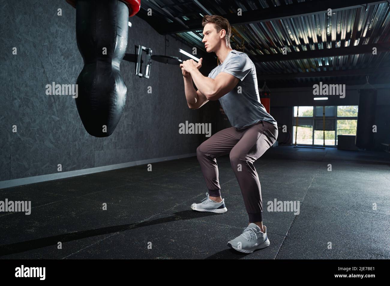 Muscular man squat one leg hi-res stock photography and images - Alamy