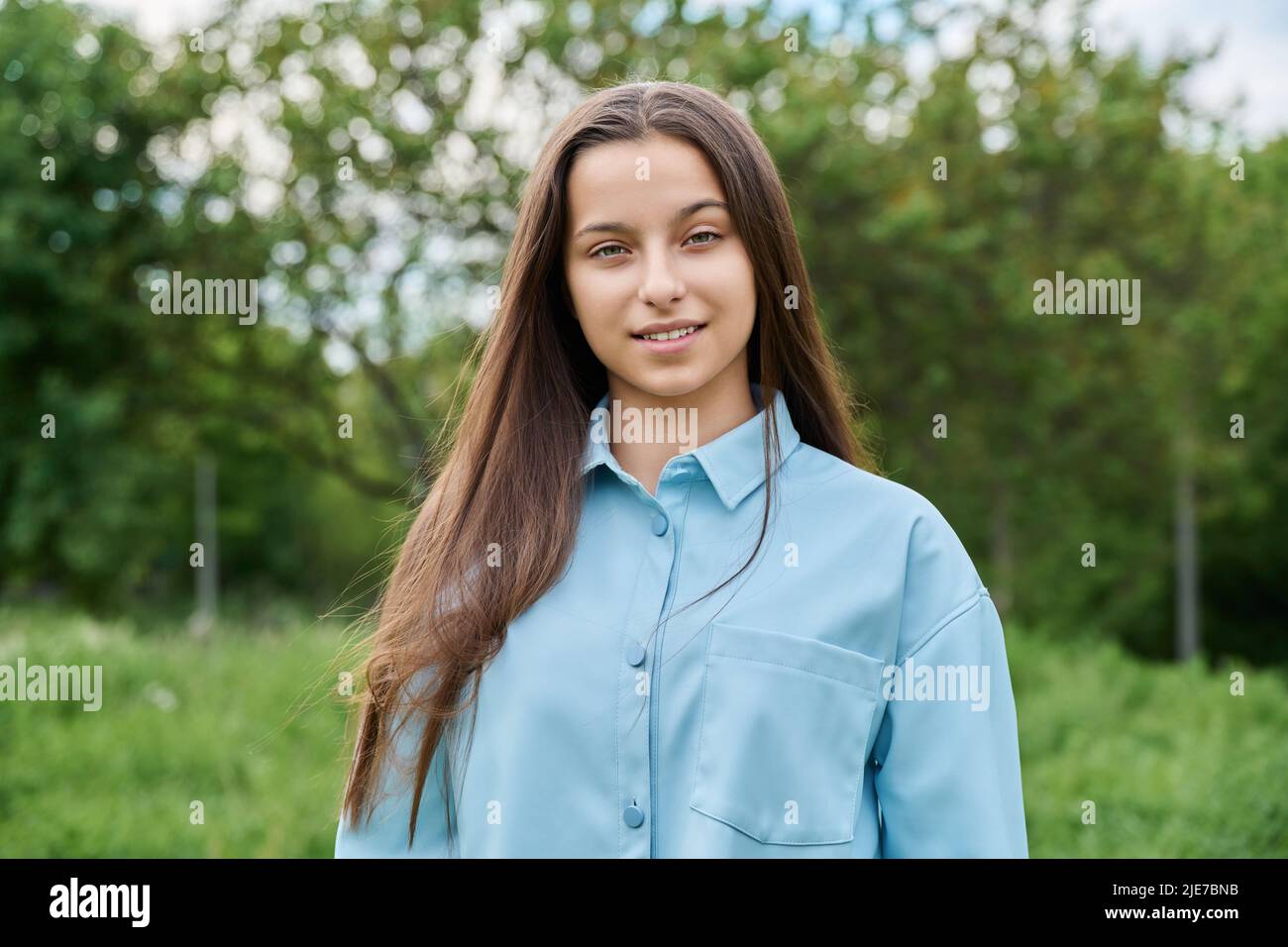 Outdoor portrait of a beautiful teenage girl 15 years old Stock Photo ...