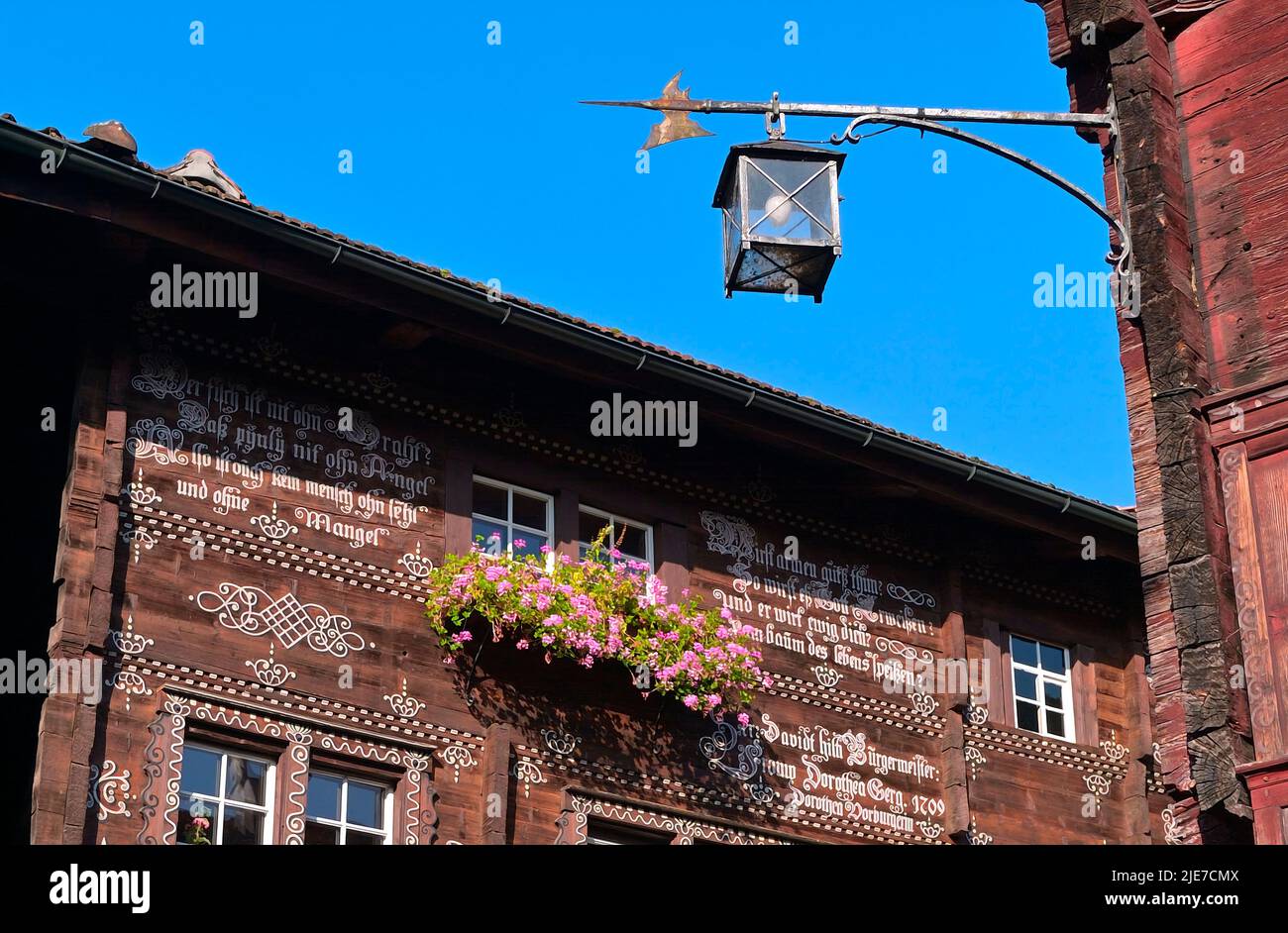 Scenic Village and Castle Werdenberg in fall, Grabs Rheintal CH Stock ...