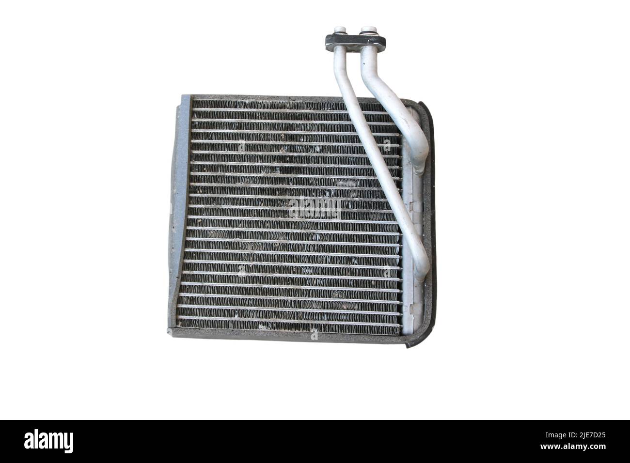 Old car radiator heater isolated on white background. Auto parts. The ...