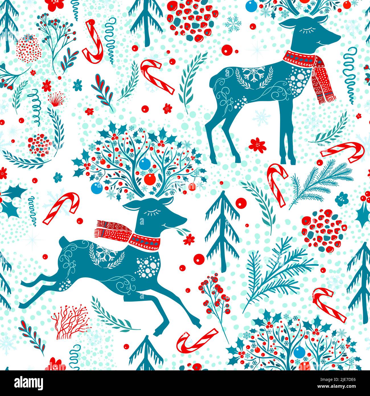 Seamless pattern Christmas deer. Vector illustration Stock Vector Image ...
