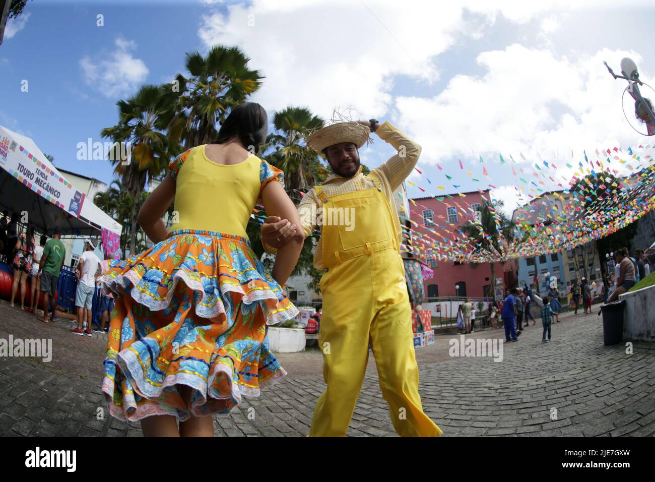 salvador, bahia, brazil - june 24, 2022: couple with typical clothes ...