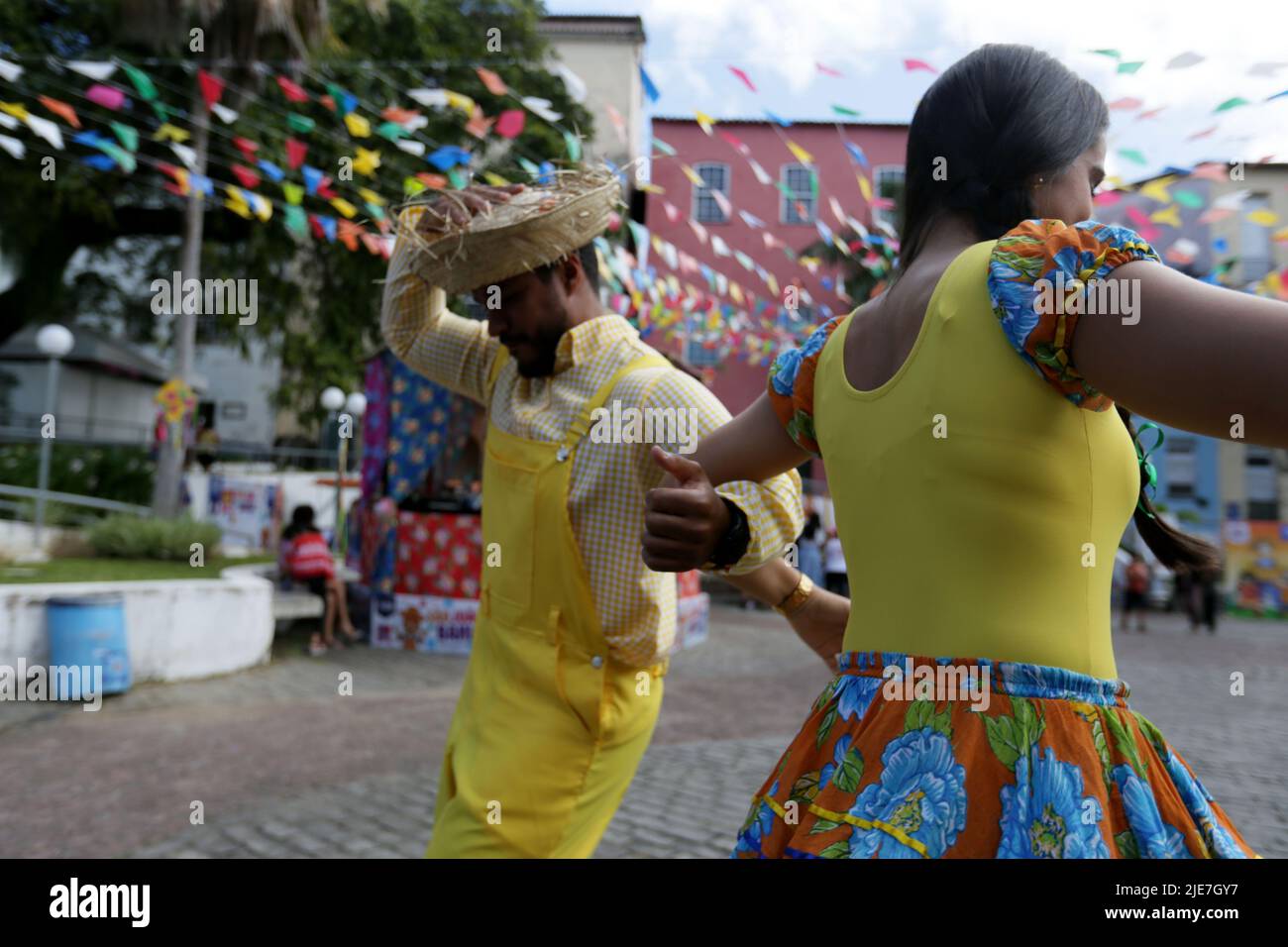 salvador, bahia, brazil - june 24, 2022: couple with typical clothes ...