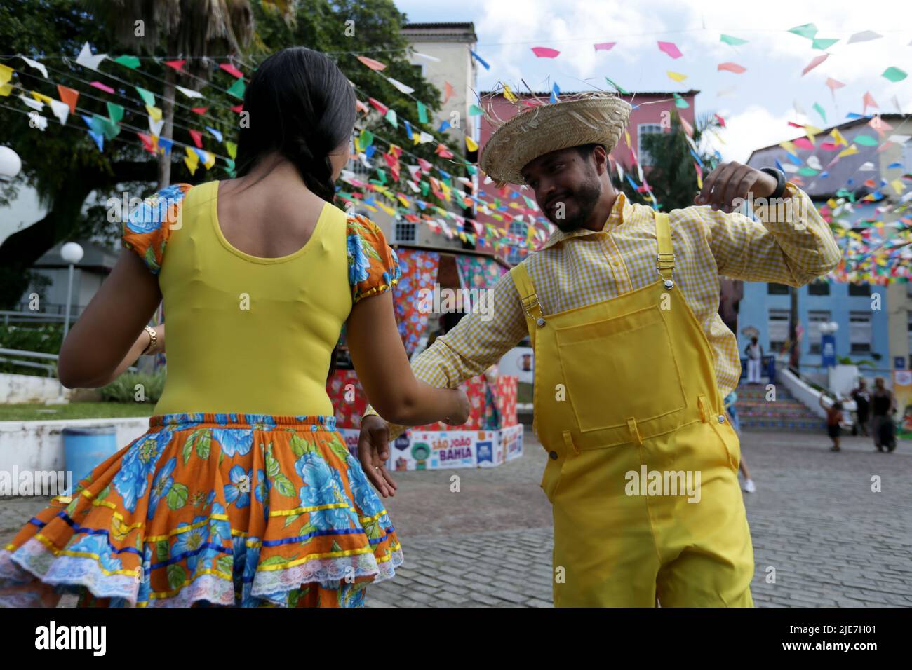 salvador, bahia, brazil - june 24, 2022: couple with typical clothes ...