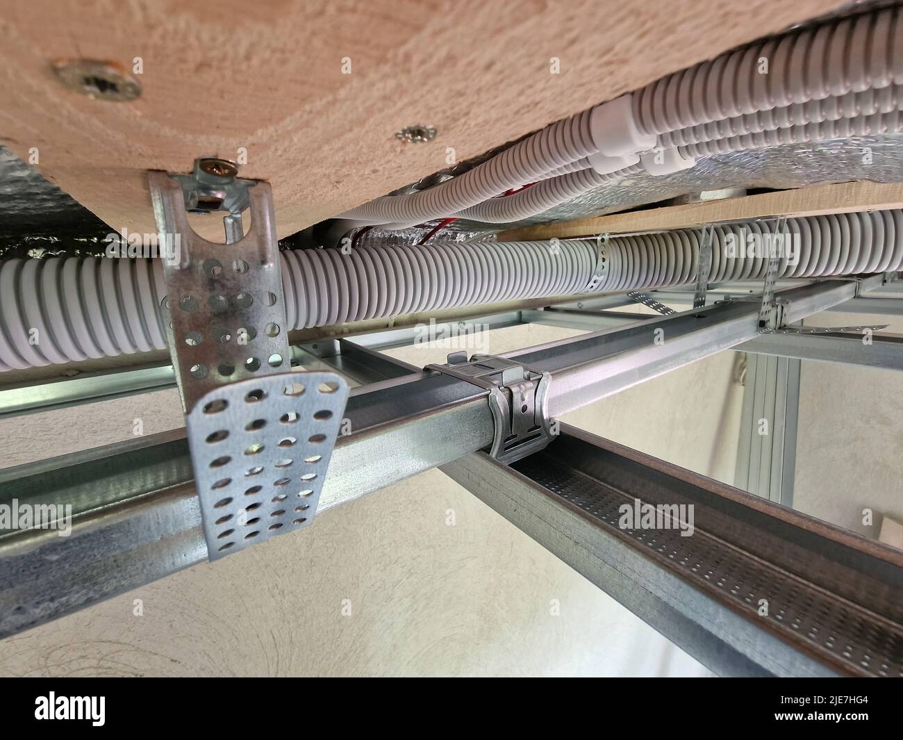 Drywall frame assembled for new house under construction ceilings Stock ...