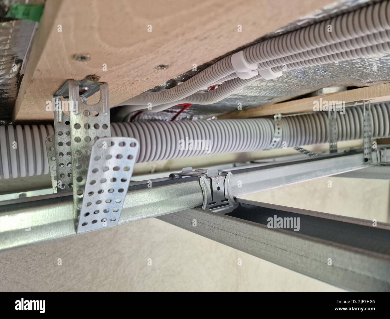 Drywall frame assembled for new house under construction ceilings Stock ...