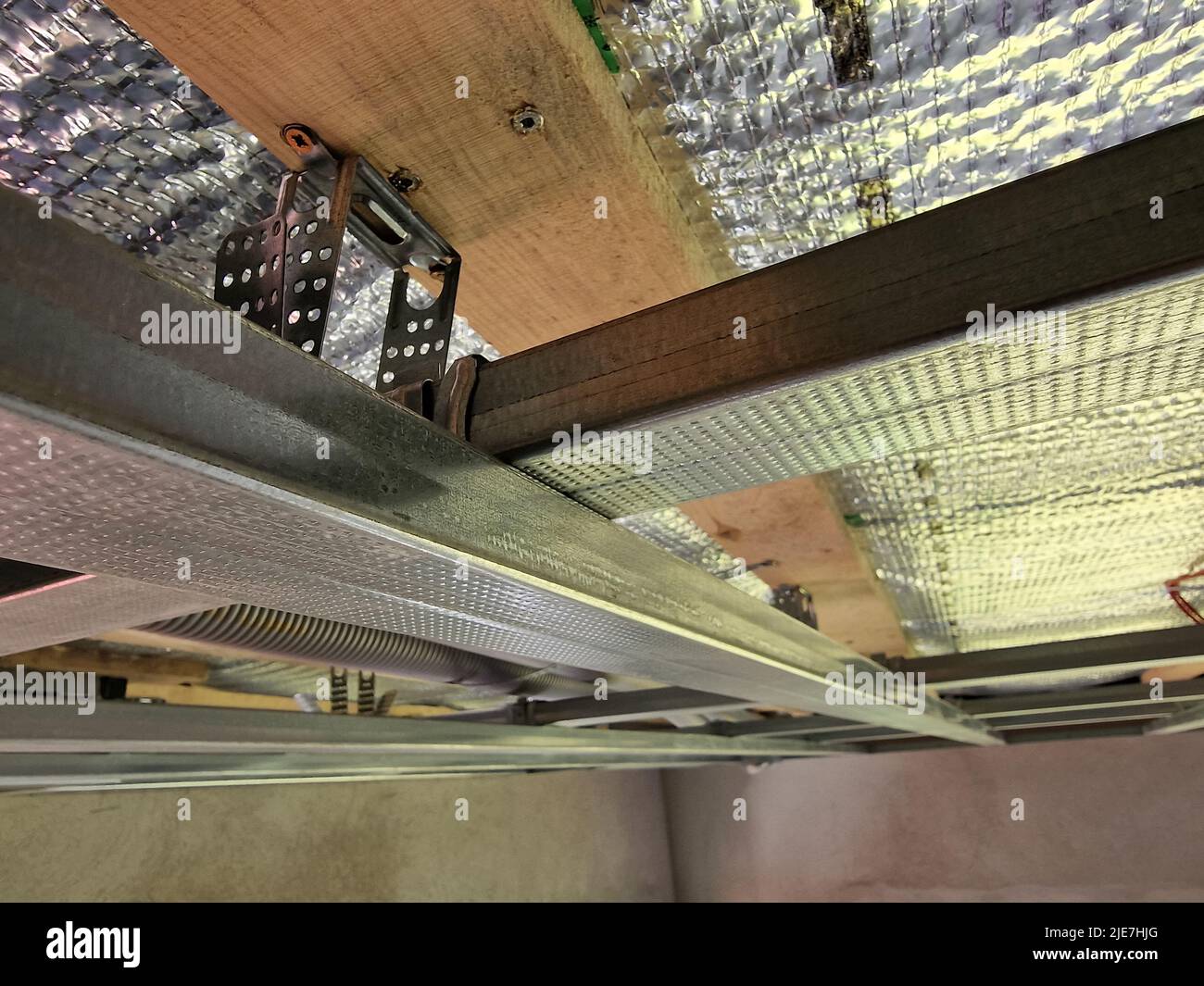 Drywall frame assembled for new house under construction ceilings Stock ...