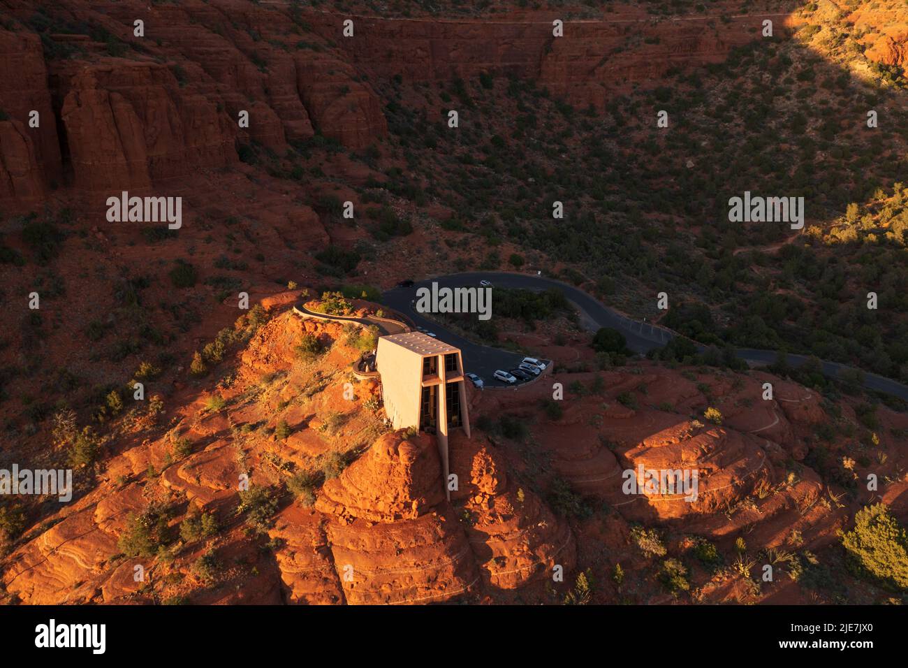 Aerial View Of Chapel of the Holy Cross In Sedona, Arizona Stock Photo ...