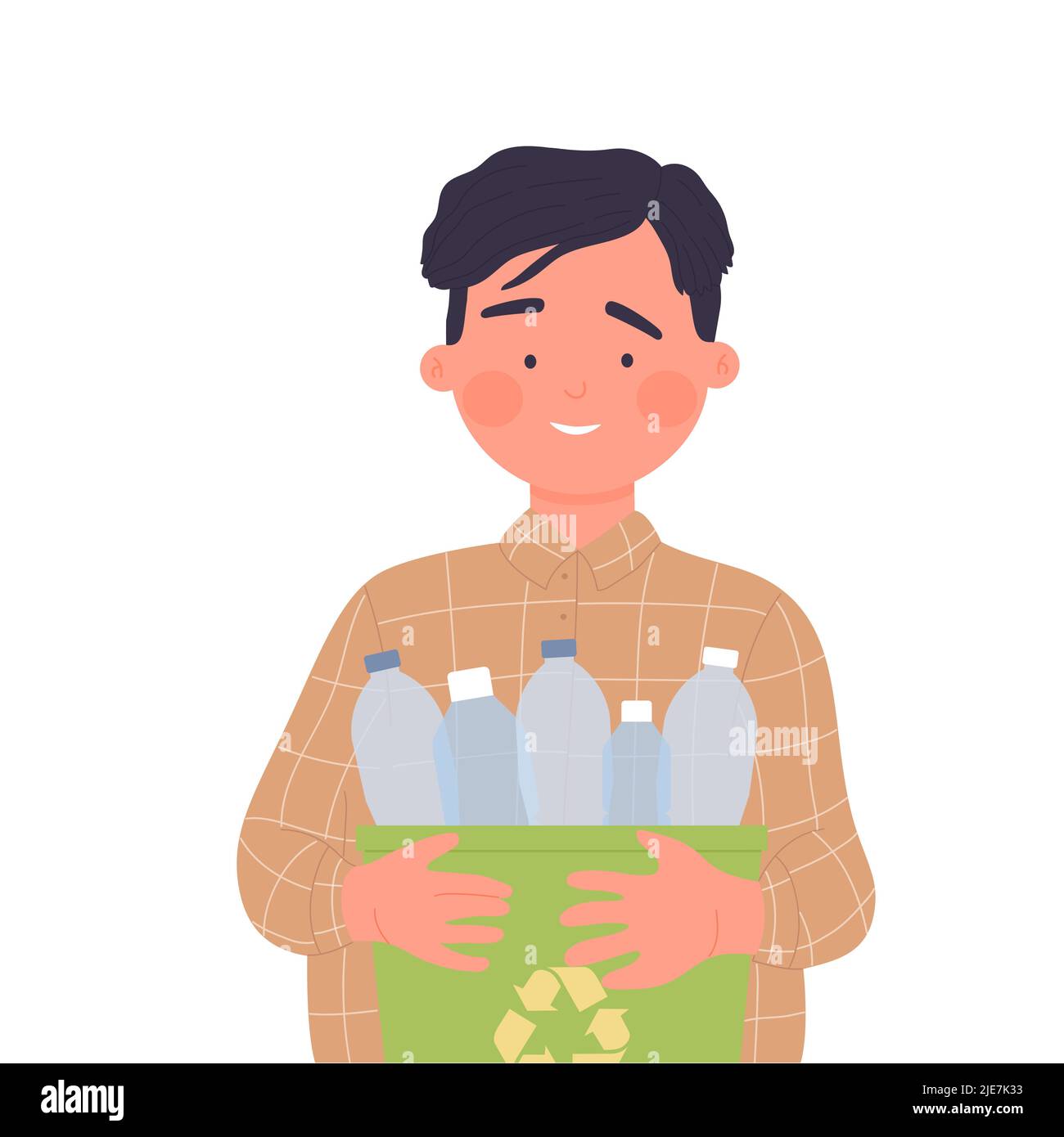 Kid with sorted plastic waste. Garbage collecting, nature and ...