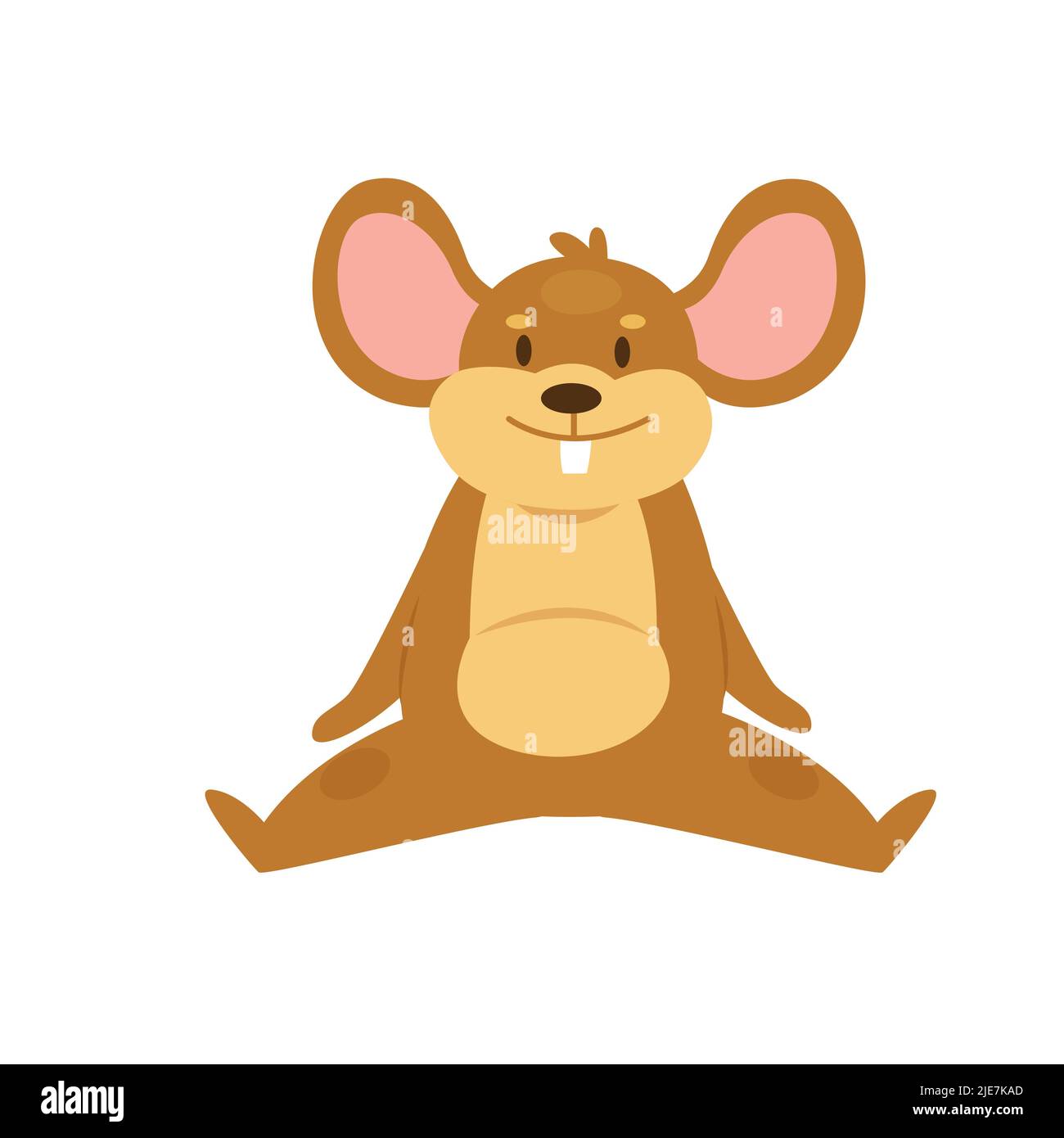 Cute mouse in sitting pose. Rat with funny belly, little mice vector ...