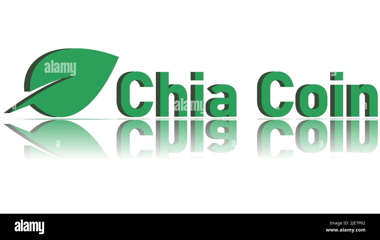 chia cryptocurrency logo on white background with its reflection . chia ...