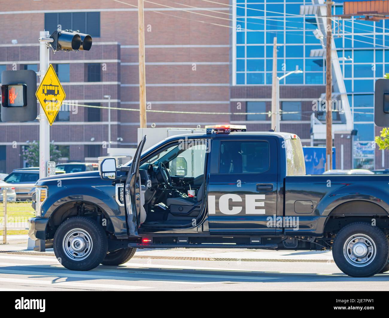 Oklahoma, JUN 25 2022 - Sunny view of the police force supporting ...