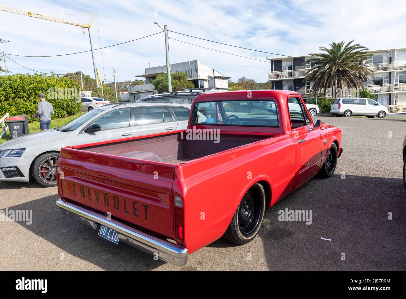 1968 red Chevrolet C10 utility truck vehicle parked in Avalon Beach ...