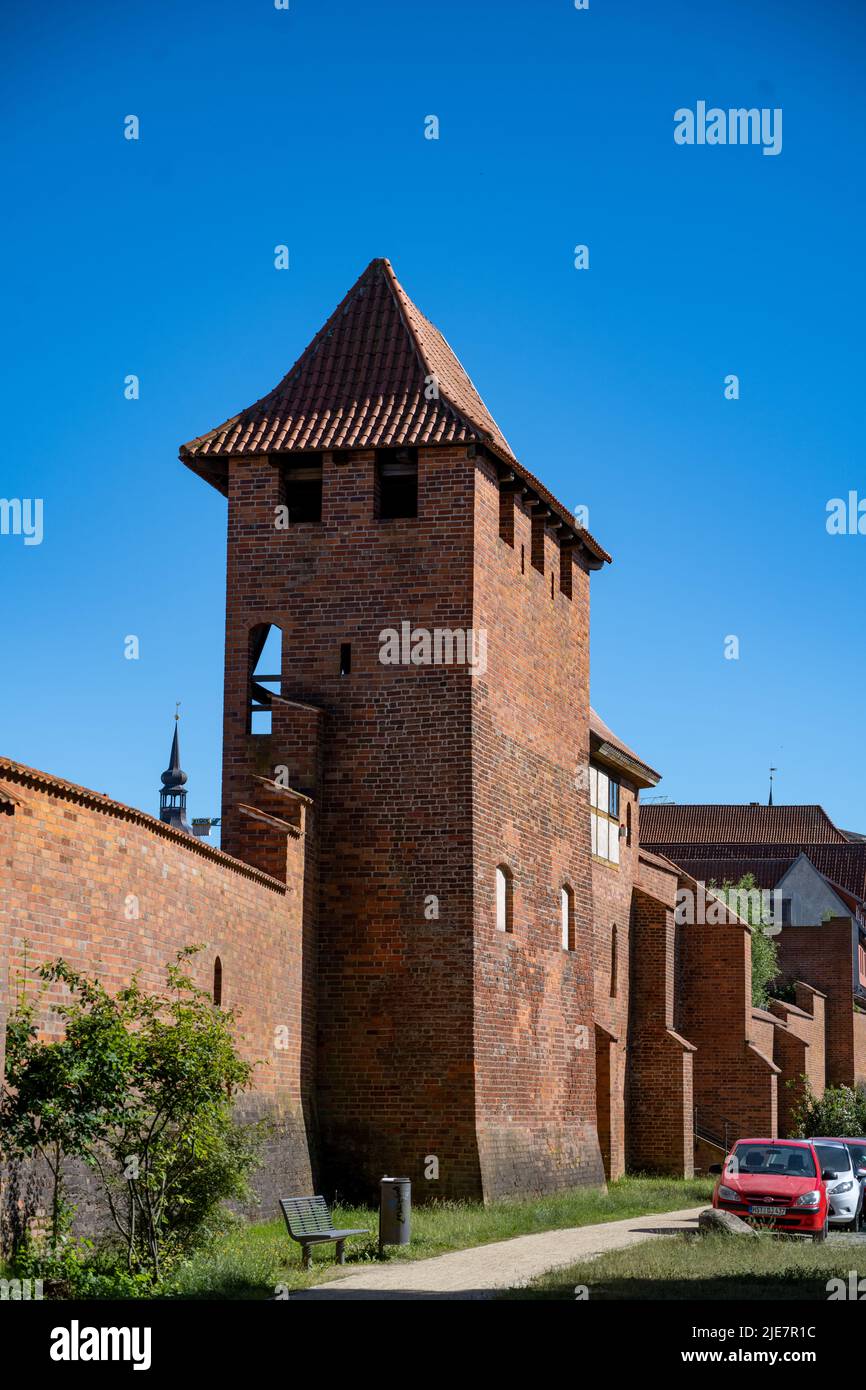 Stralsund, Germany. 23rd June, 2022. Remains of the medieval city wall ...