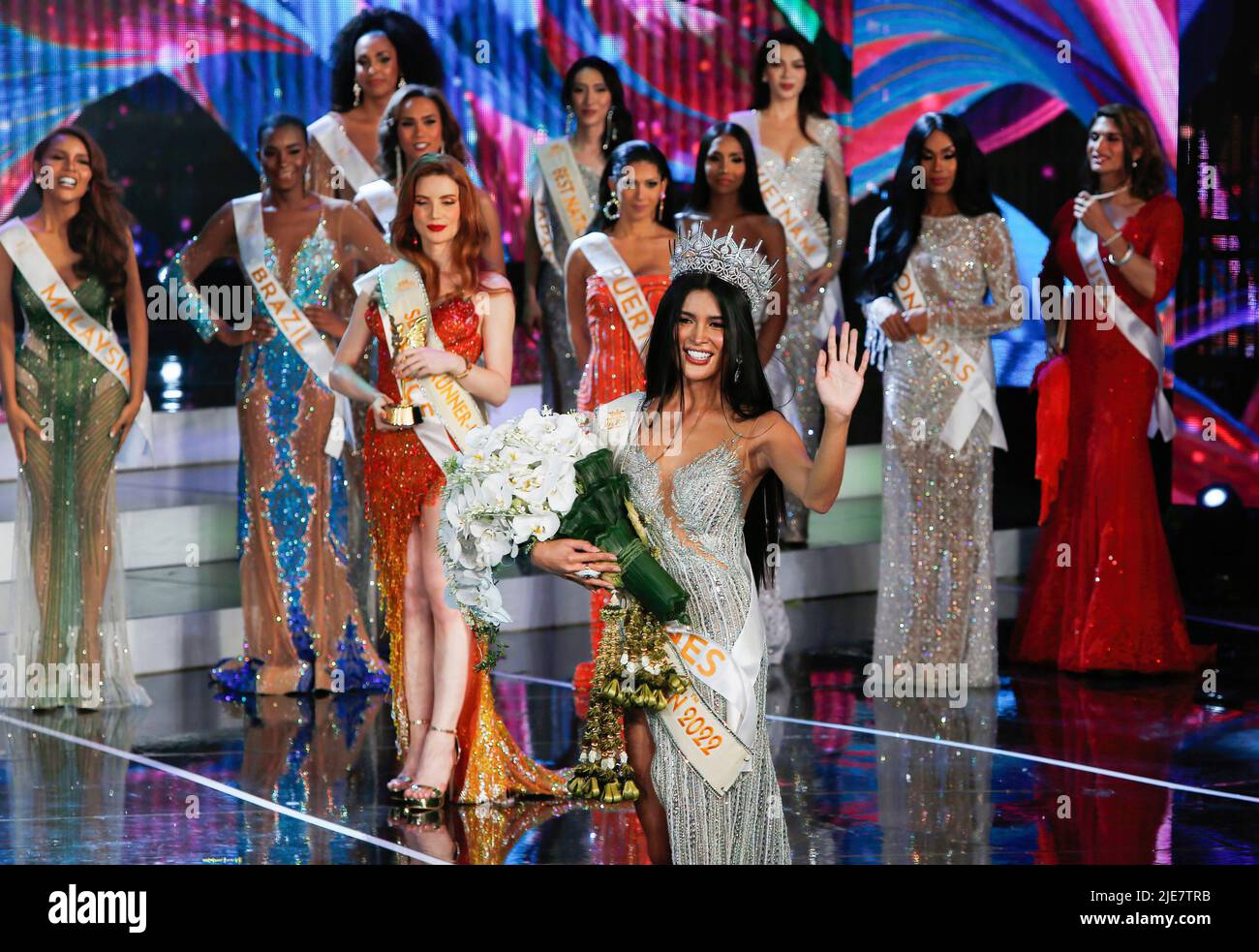 Philippines's Fuschia Anne Ravena, waves after winning in the Miss ...